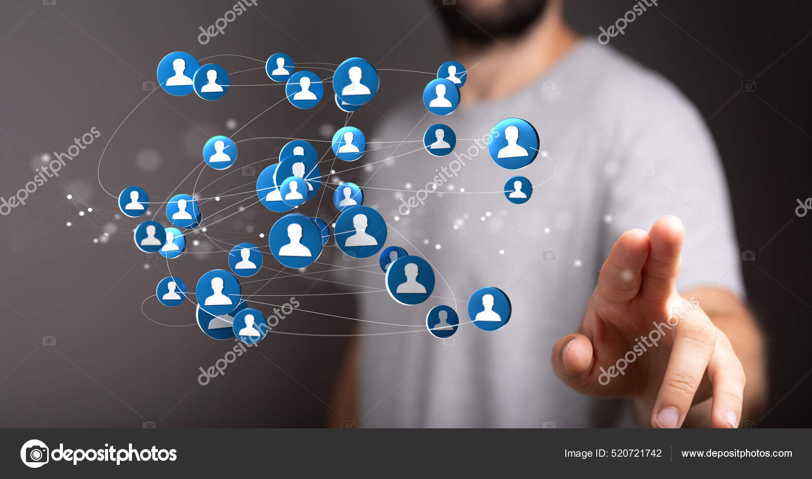 Rendering Digital Human Icons Hand Pointing Background Digital Business ...