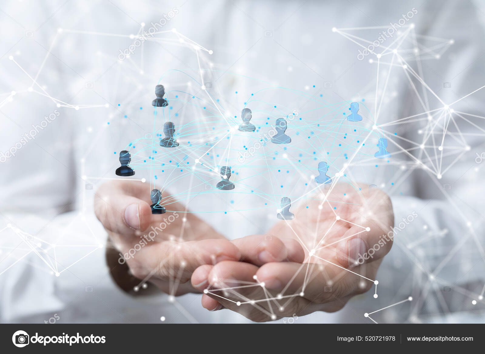 Rendering Human Icons Floating Hands Teamwork Digital Work Conference Concept — Stock Photo ...