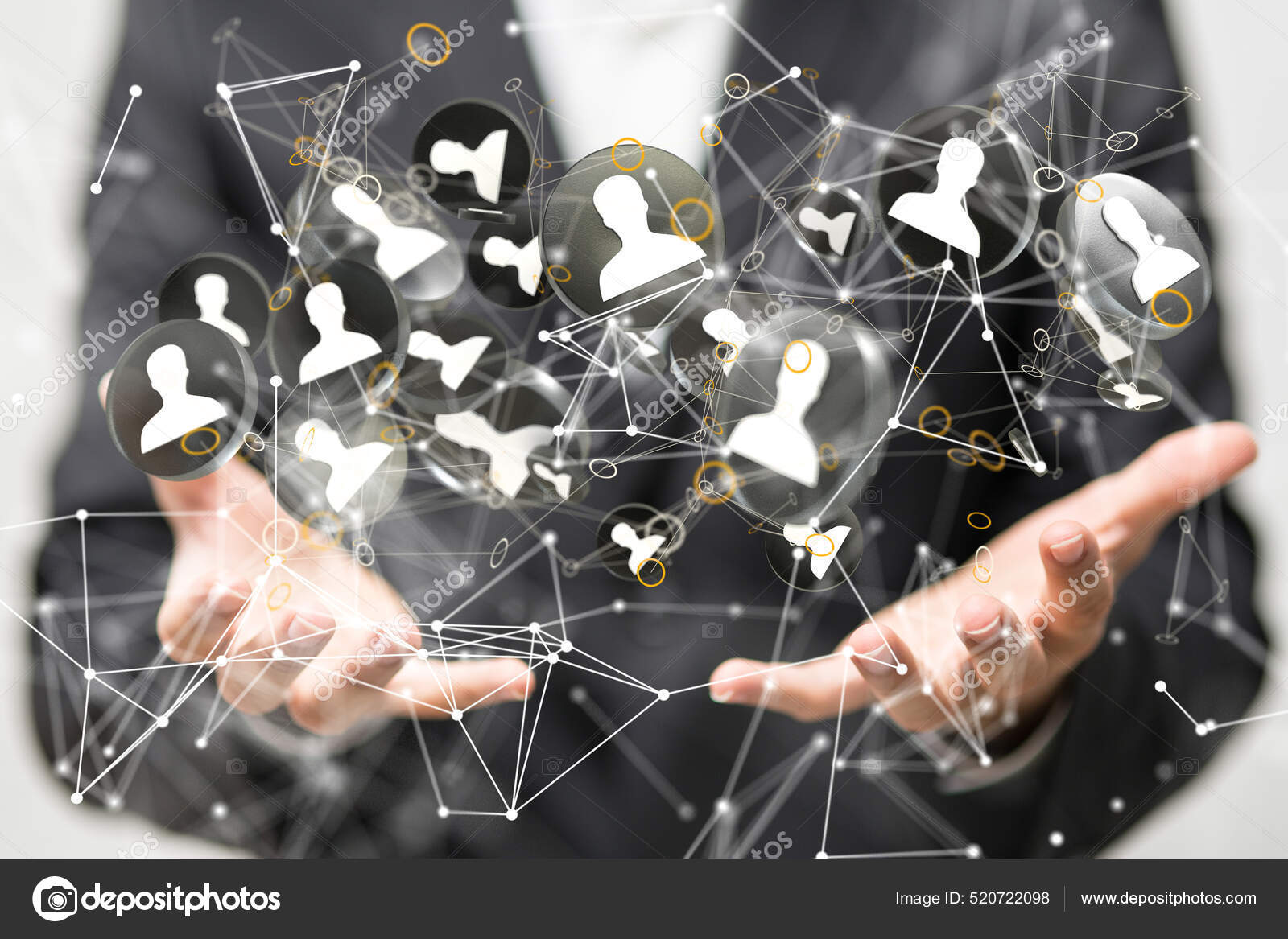 Rendering Human Icons Floating Hands Digital Work Conference Concept ...
