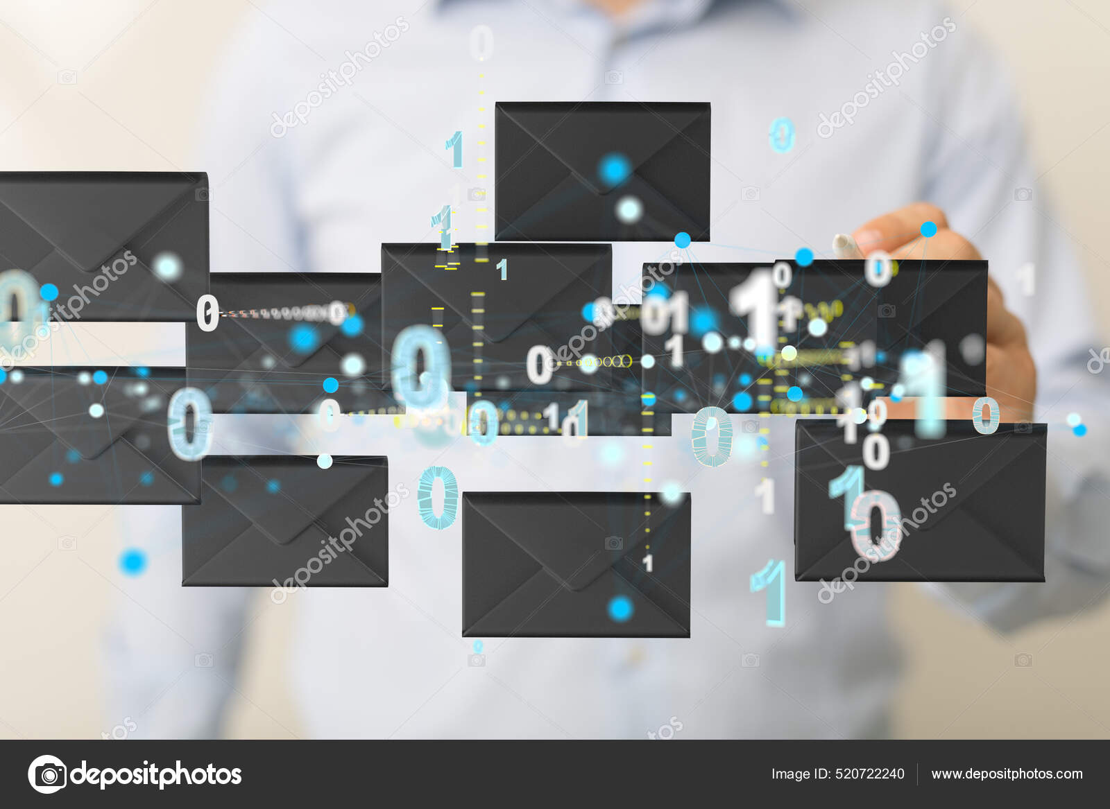 Rendering Beige Email Icons Concept Hand Background — Stock Photo ...