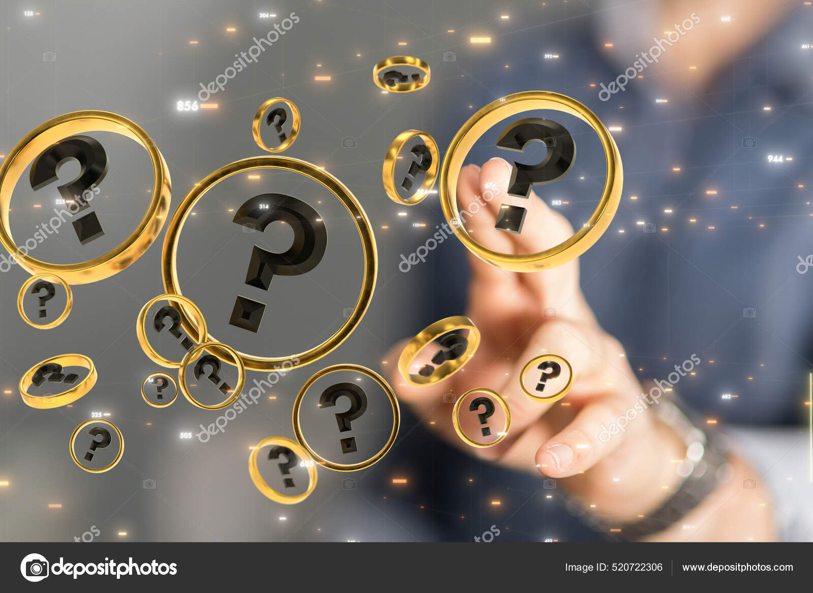 Rendering Digital Question Marks Hand Touching Business Problem Solving Concept — Stock Photo ...