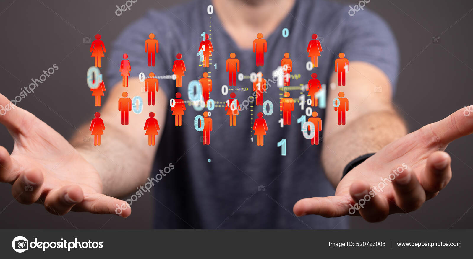 Rendering Human Icons Floating Hands Digital Work Conference Concept ...