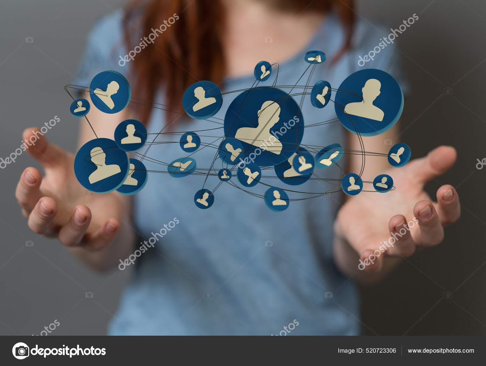 Rendering Human Icons Floating Hands Digital Work Conference Teamwork Concept Stock Photo by ...