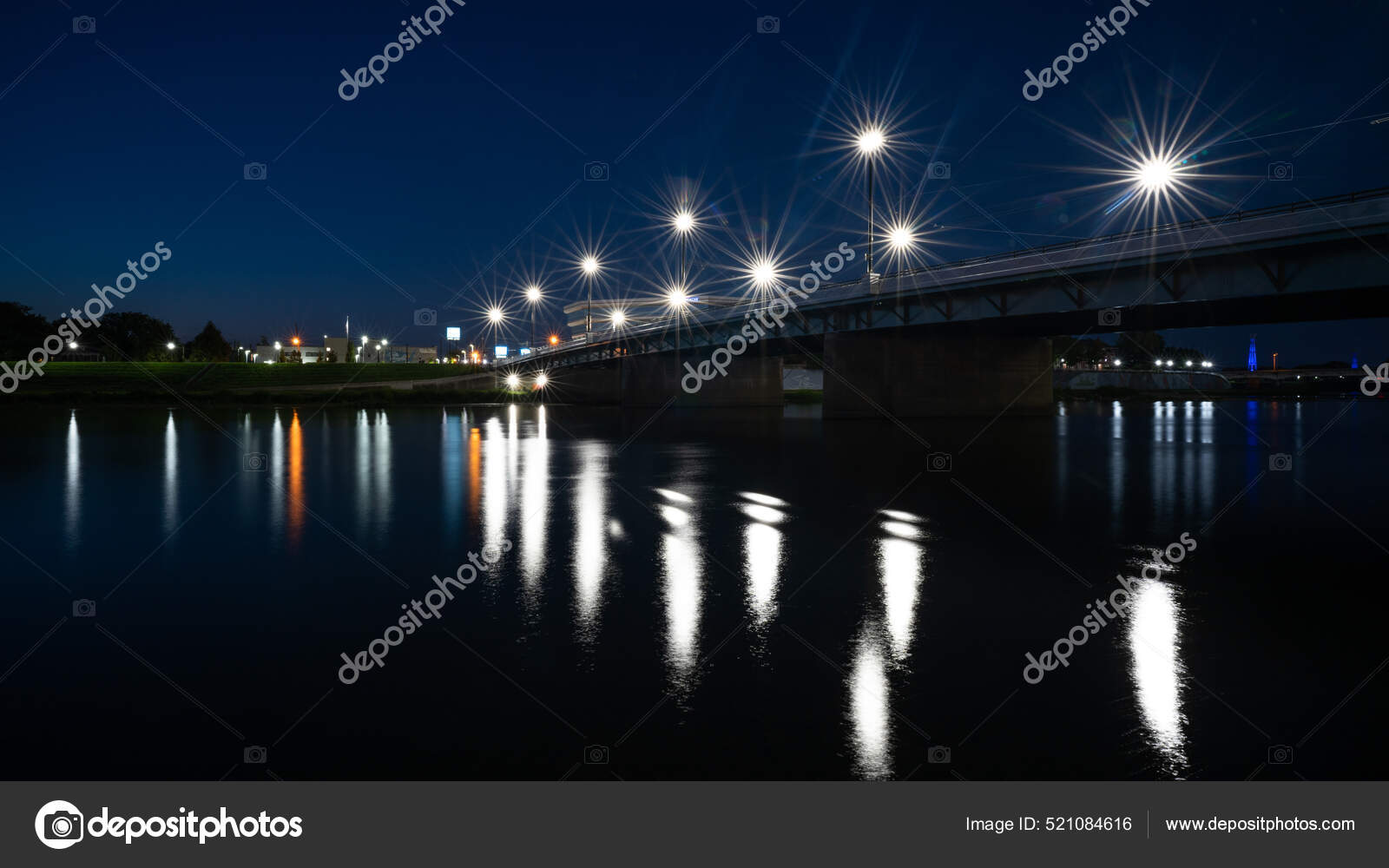 Colorful Sparkling Bridge Lights Night Stock Photo by ©Wirestock 521084616
