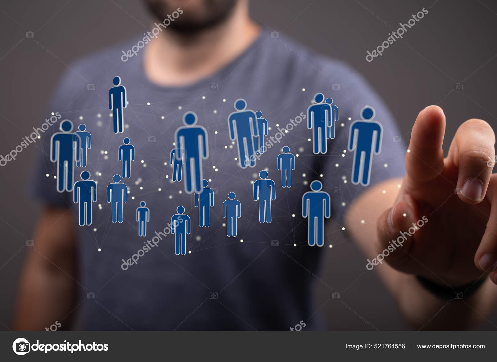 Rendering Digital Human Icons Hand Pointing Background Digital Business ...