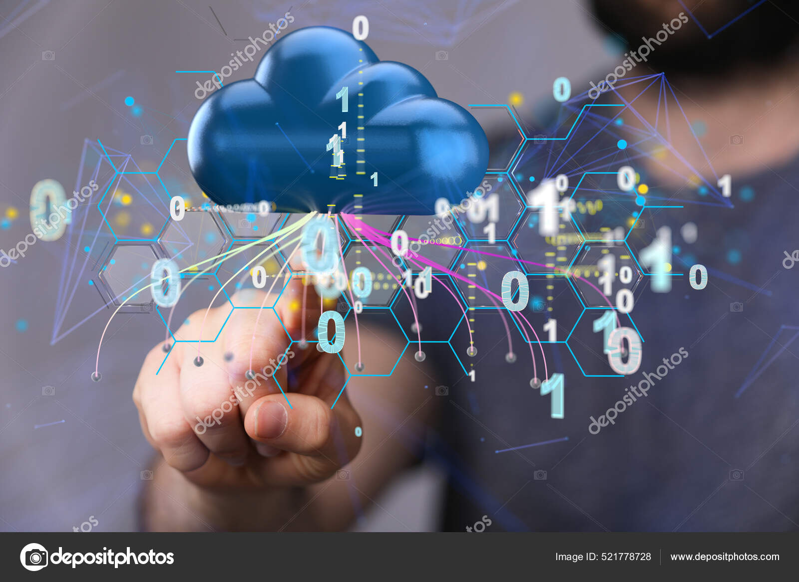 Closeup Rendering Cybersecurity Binary Codes Floating Human's Hand Stock Photo by ©Wirestock ...