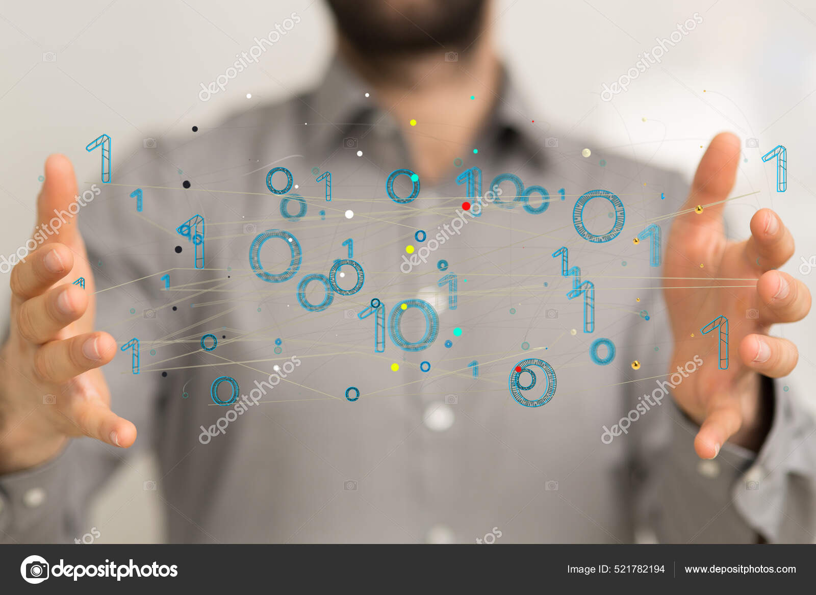 Closeup Rendering Cybersecurity Binary Codes Floating Human S Hand
