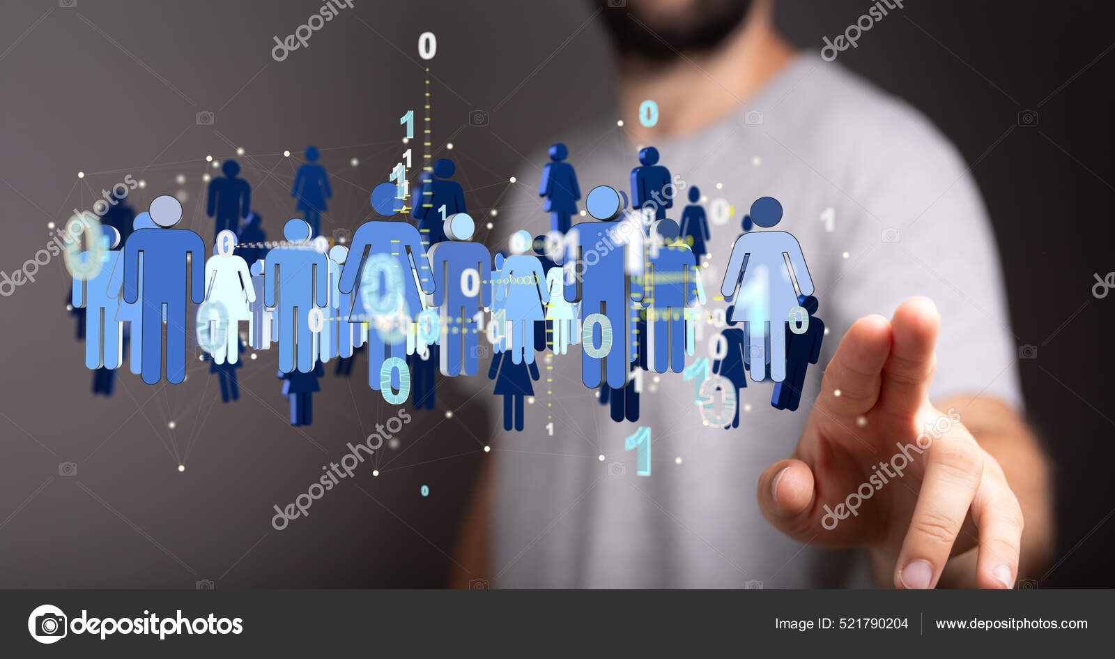 Rendering Digital Human Icons Hand Pointing Background Digital Business ...