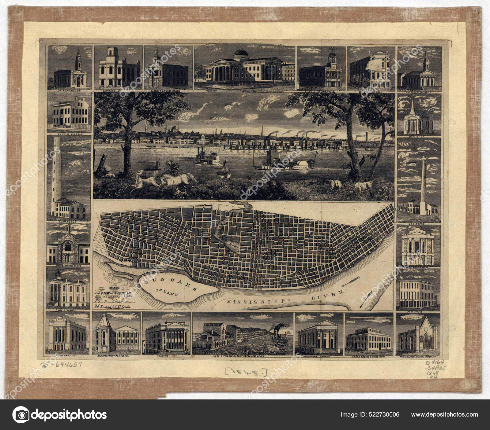 Ancient City Panorama Map 19Th Century — Stock Editorial Photo ...
