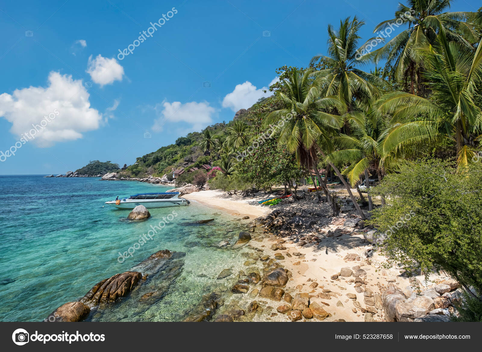 Beautiful Beach Palm Trees Pha Ngan Thailand — Stock Photo © Wirestock ...