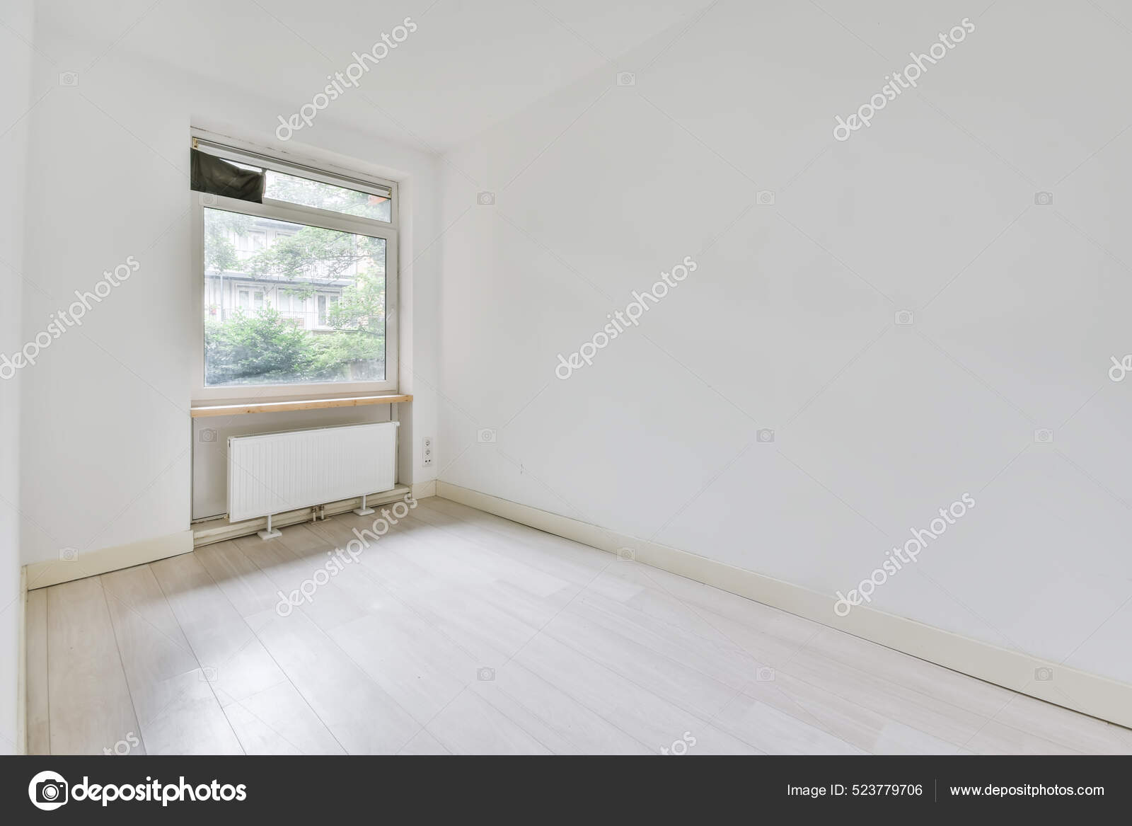 Beautiful Image Empty Room Heating Radiator Window White Interior ...