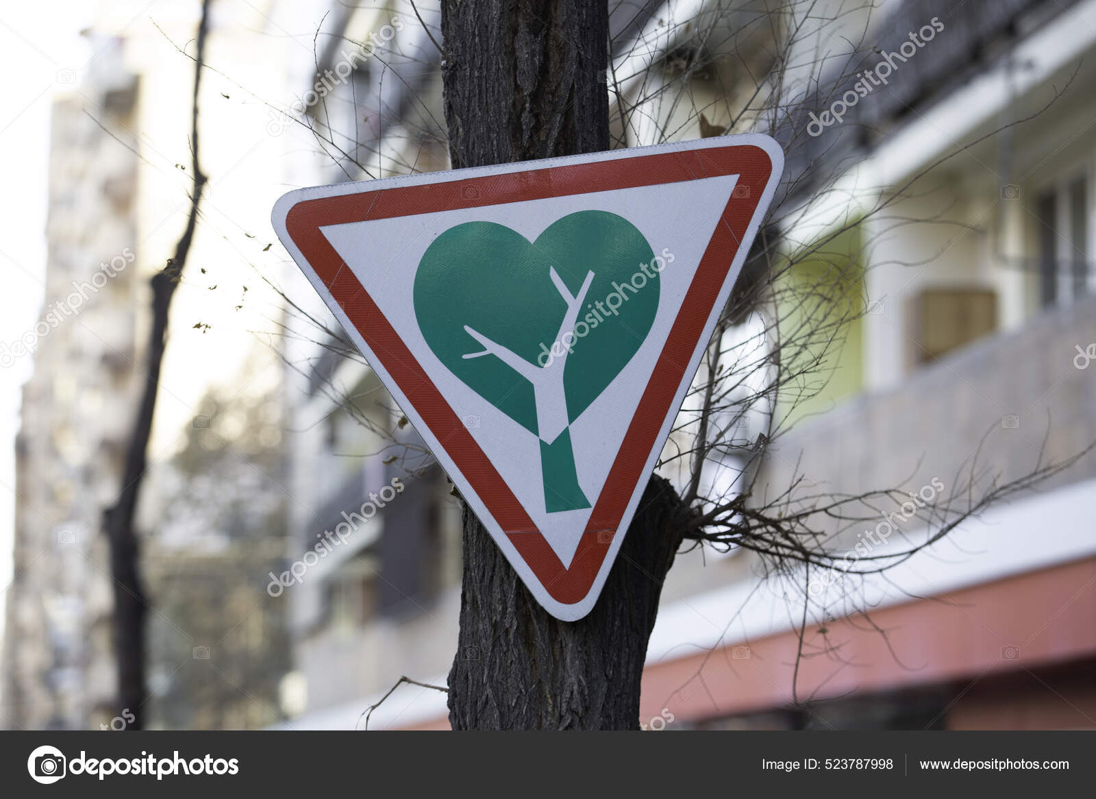 Warning Nature Sign Tree Trunk Street Stock Photo by ©Wirestock 523787998