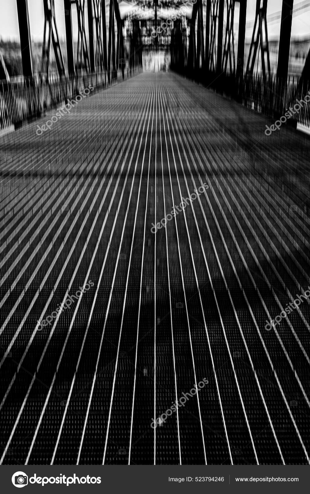 Vertical Shallow Focus Shot Long Suspension Bridge Shadows Structures ...