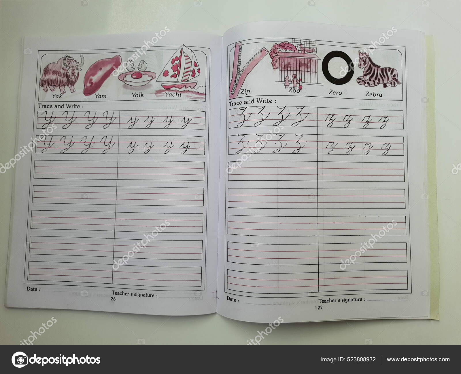 Bangalore India Aug 2021 Close English Cursive Writing Book Open ...