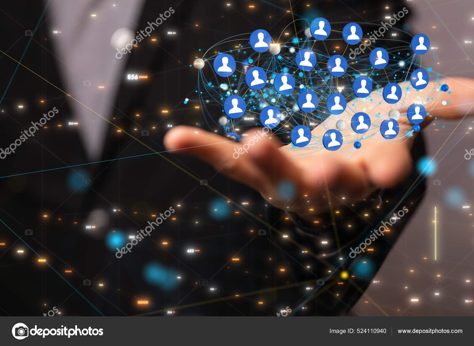 Rendering Digital Human Icons Hand Pointing Background Digital Business ...