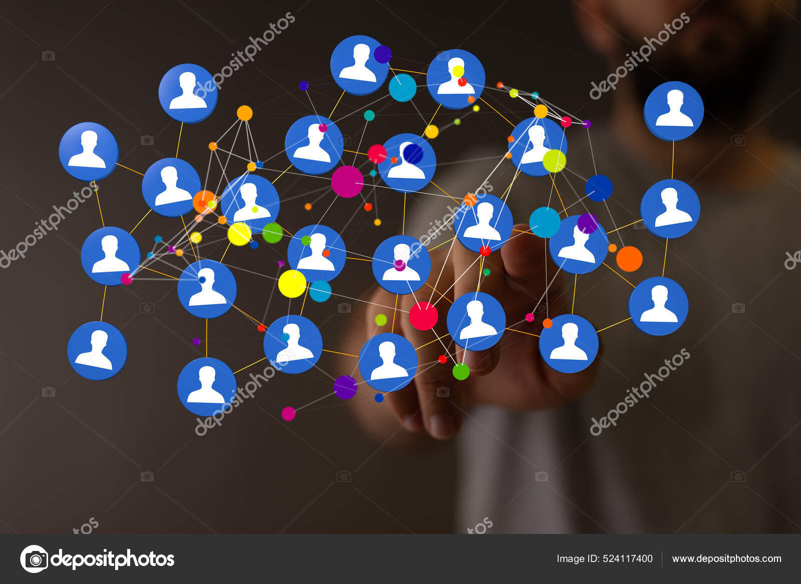 Rendering Digital Human Icons Hand Pointing Background Digital Business ...