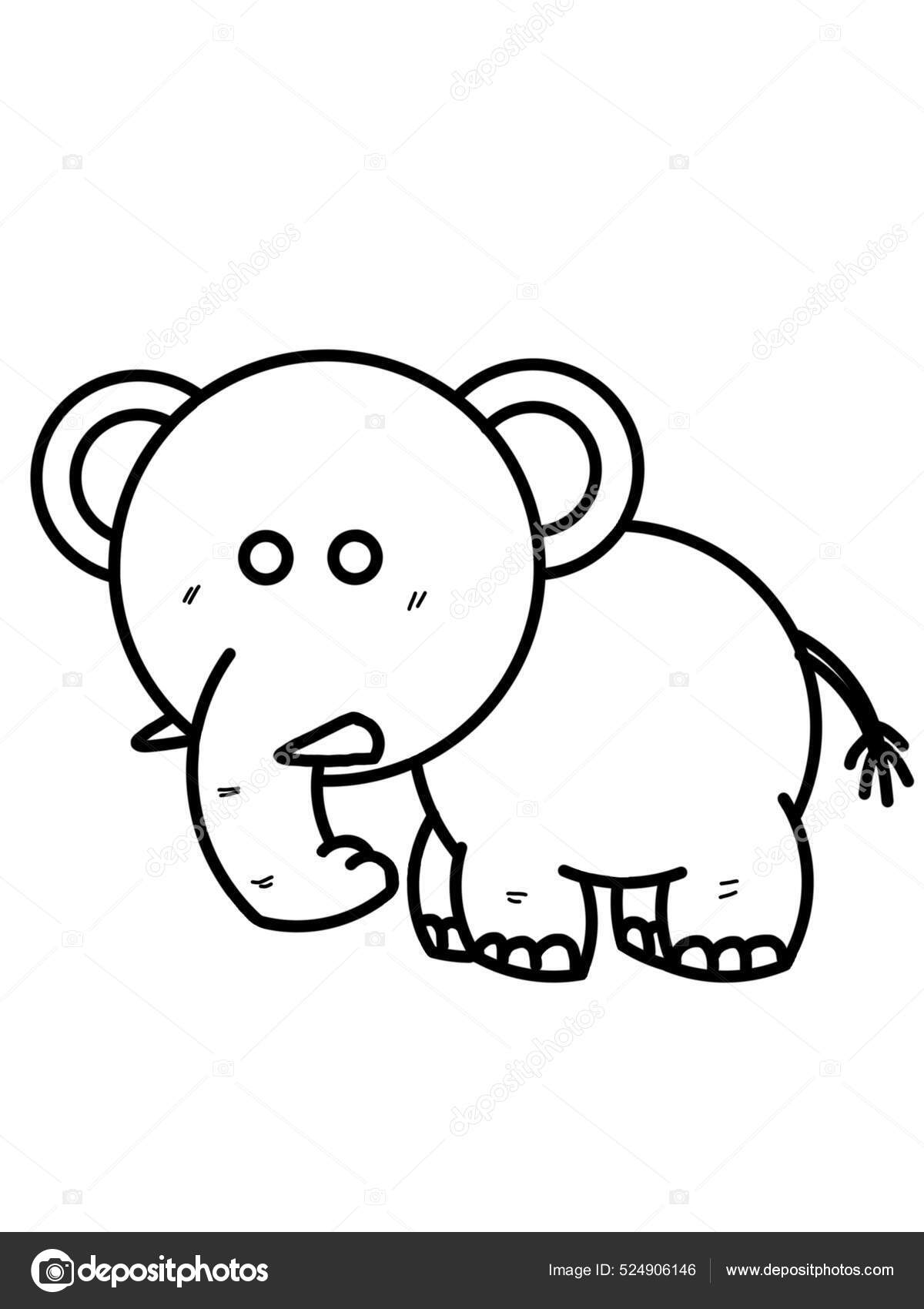 Kreslený Kreslený Obrázek Slona Pro Děti Omalovánky Knihy Bílém Pozadí ...