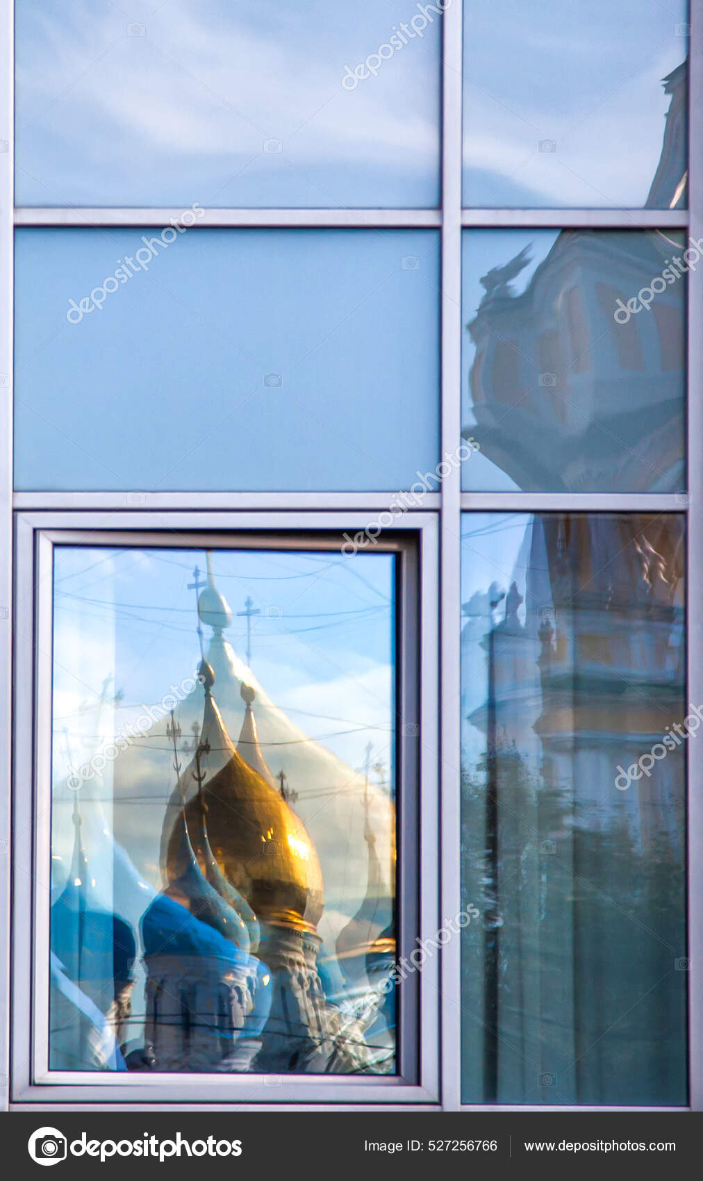 Reflection Domes Temple Window Modern Building Stock Photo by ...