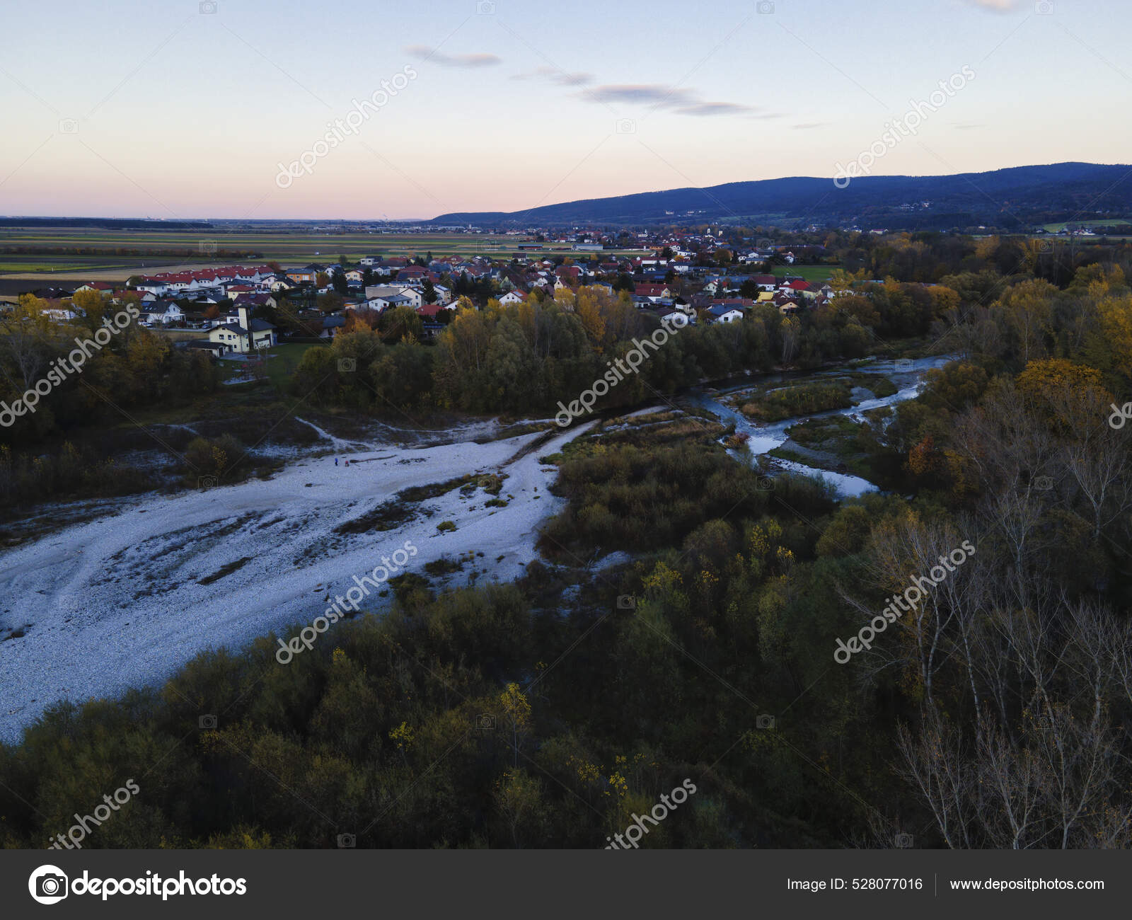 Aerial View Convergence Rivers Schwarza Pitten Creating River Leitha ...