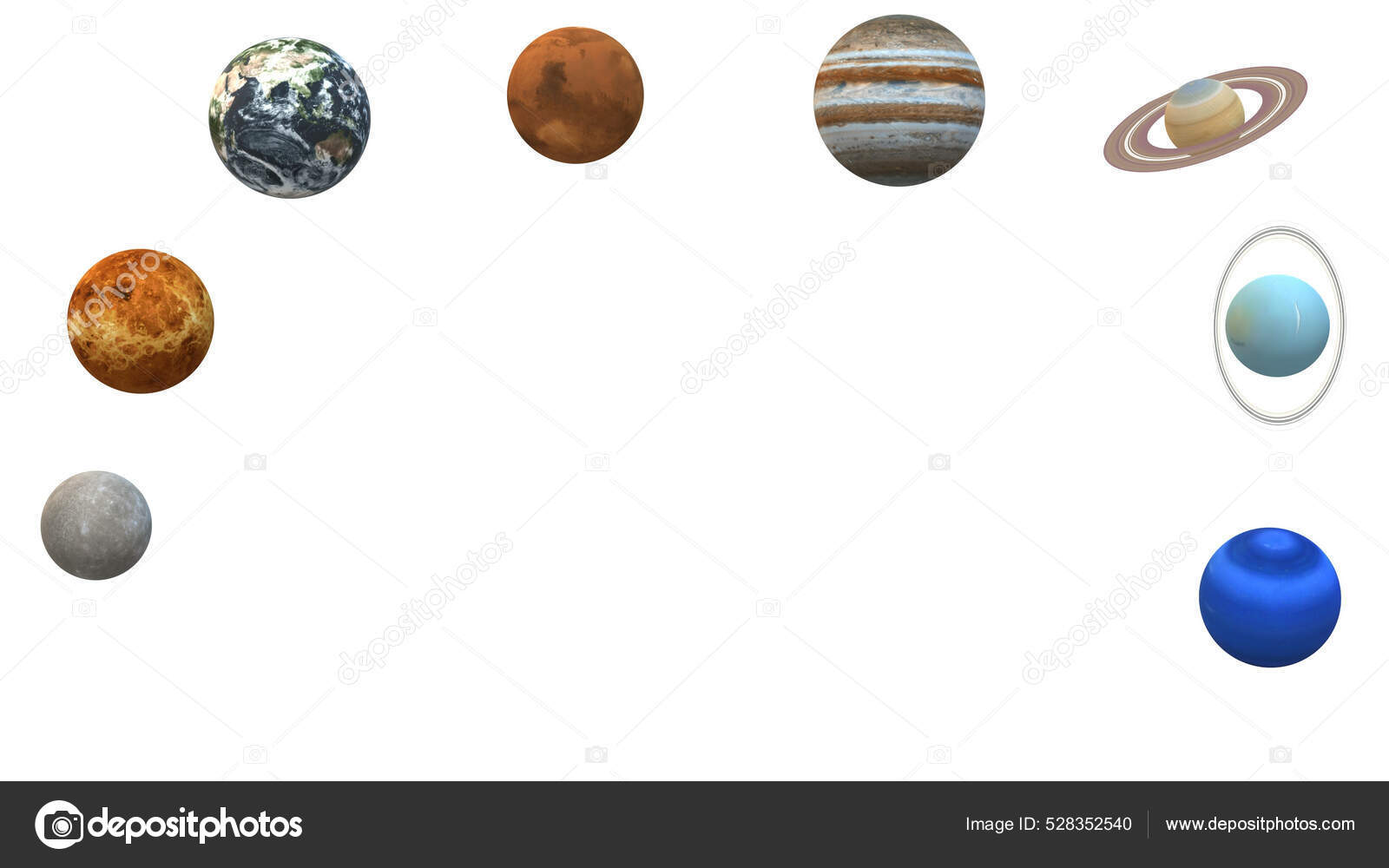 Illustration Different Planets White Background — Stock Photo ...