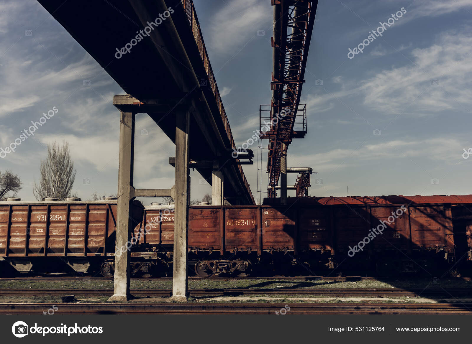 Freight Train Transportation Bulk Cargo Pedestrian Bridge Freight Iron ...