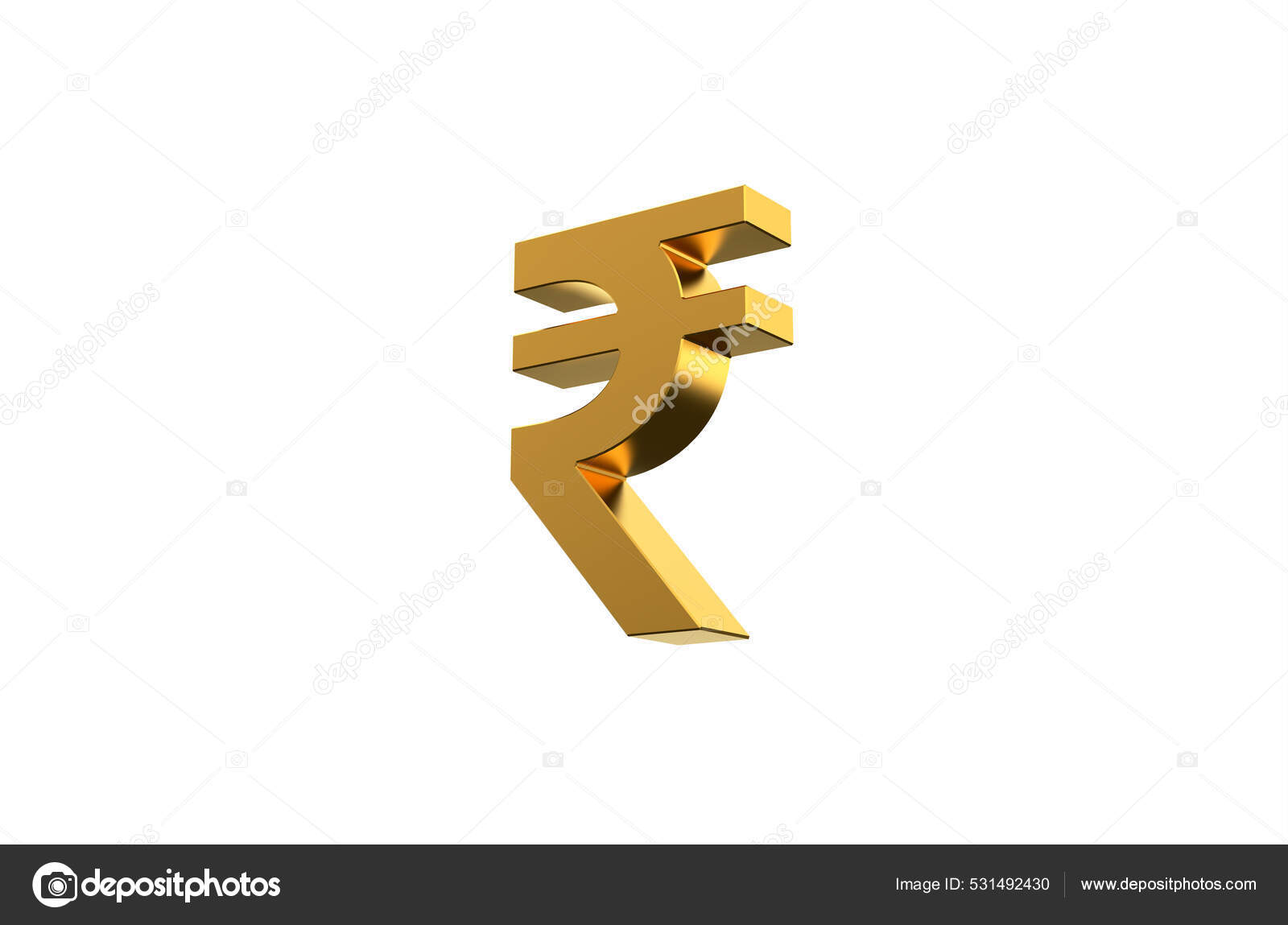 Close Shot Rendering Golden Indian Rupee Sign Stock Illustration by ...