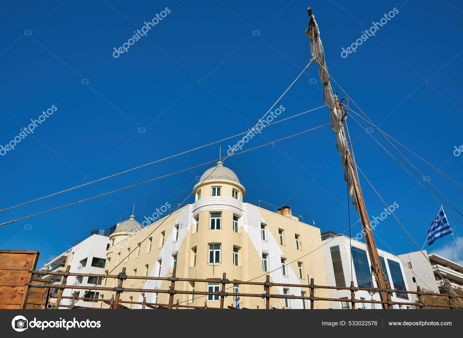 University Building Mythical Ship Argo Port Volos Two Emblems City ...