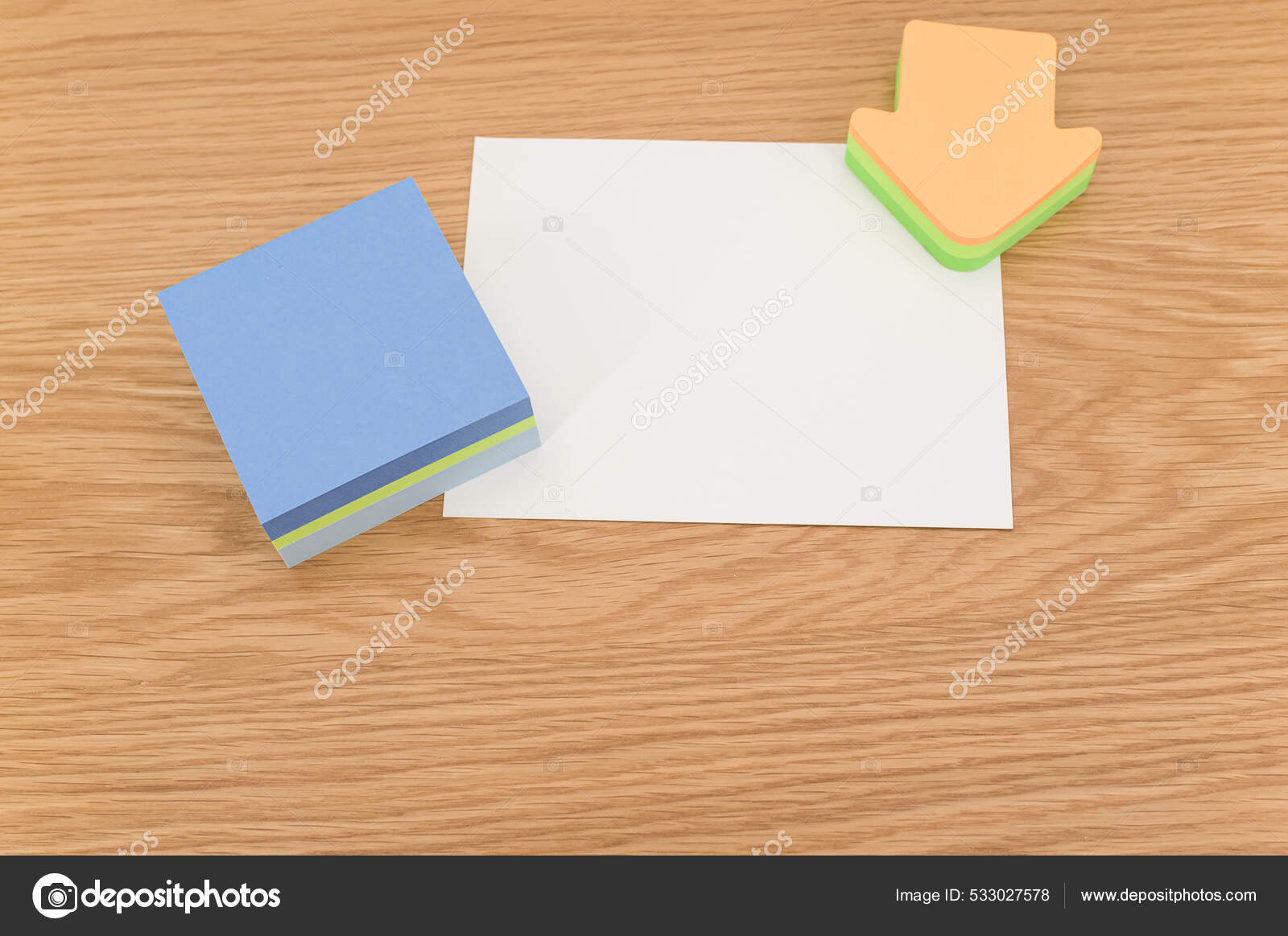 Colorful Sticky Notes Sheets Messaging Notes Wooden Background — Stock ...