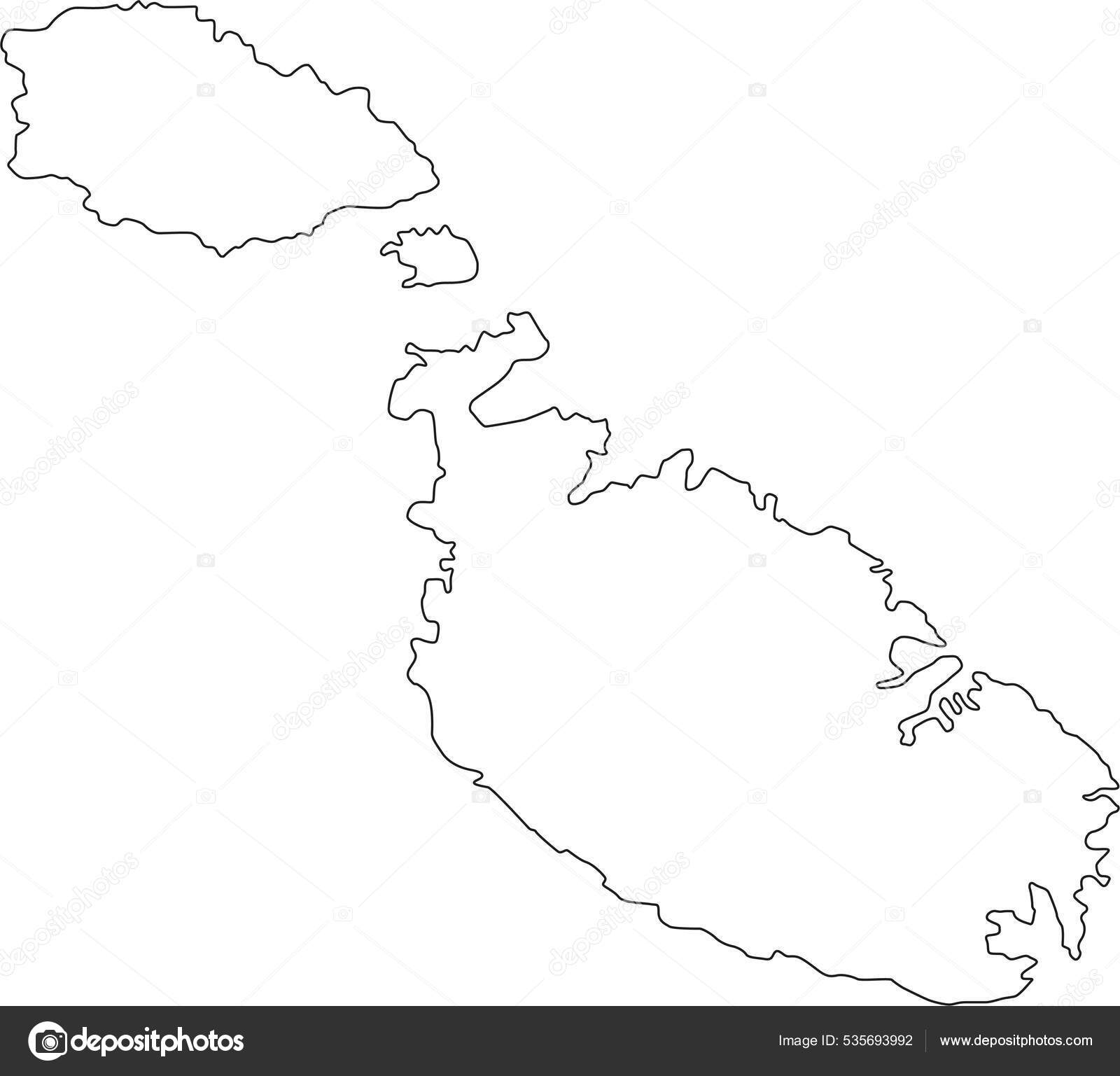 Outline Malta Map Black Color White Background Stock Photo by ...