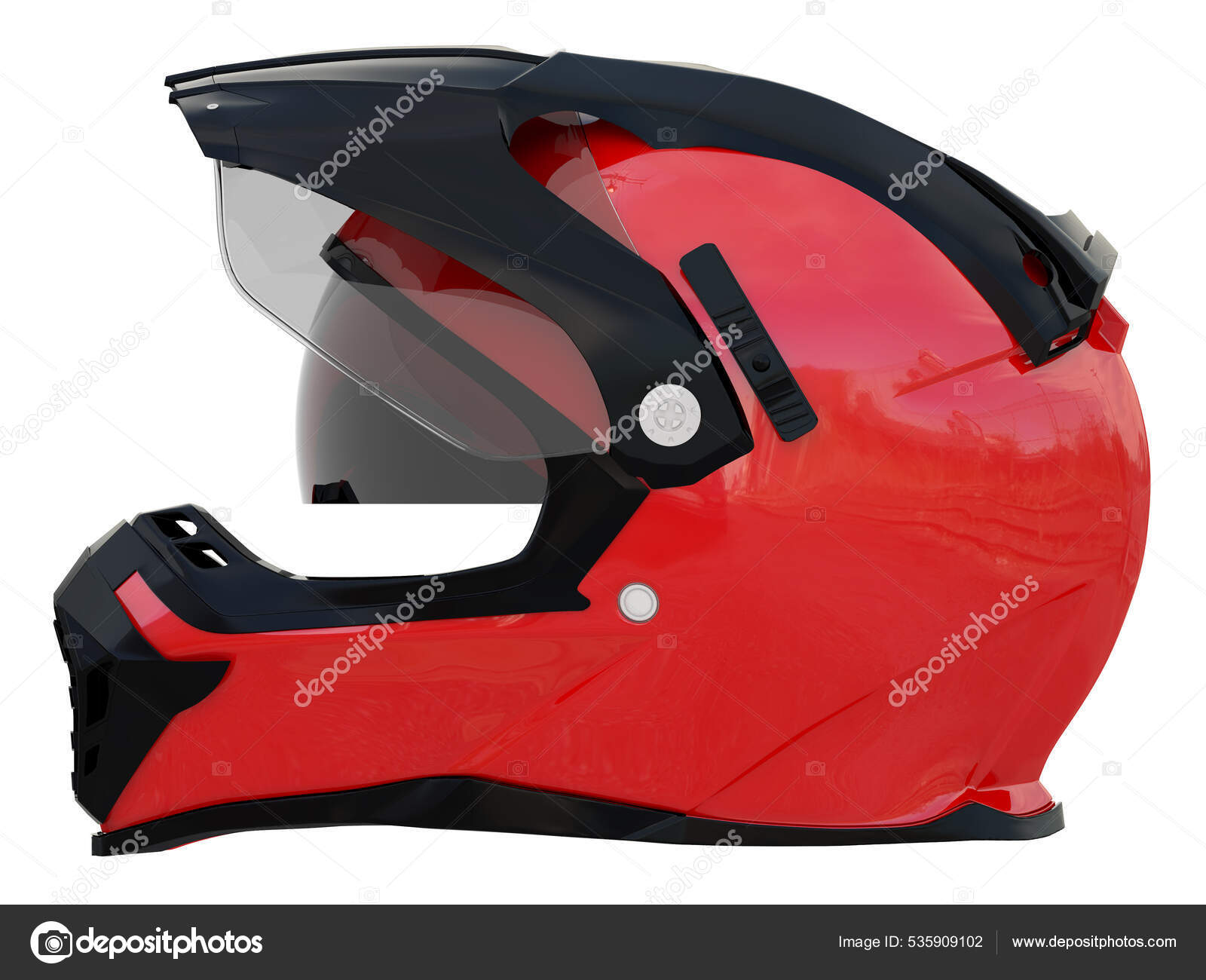 Rendering Red Helmet Motorbiker Stock Illustration by ©Wirestock #535909102