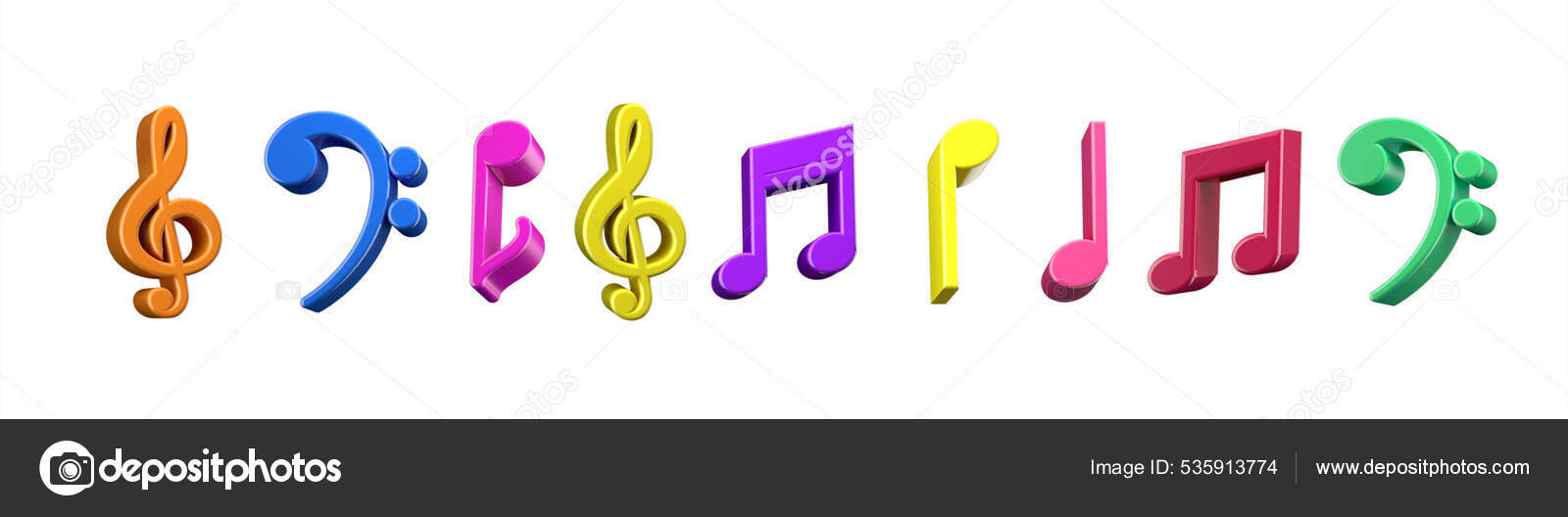 Set Colorful Music Notes Isolated White Background Illustration — Stock ...