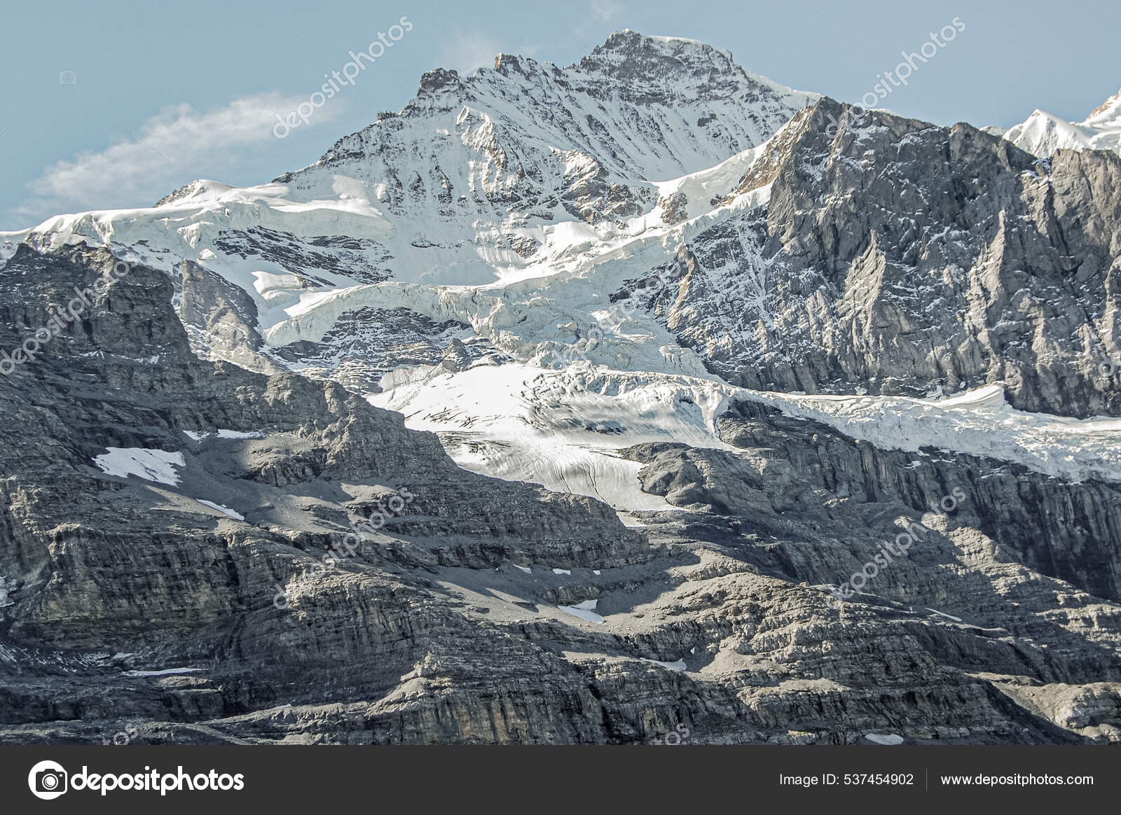 Beautiful View Stunning Swiss Alps Covered Snow Summer Stock Photo by ...