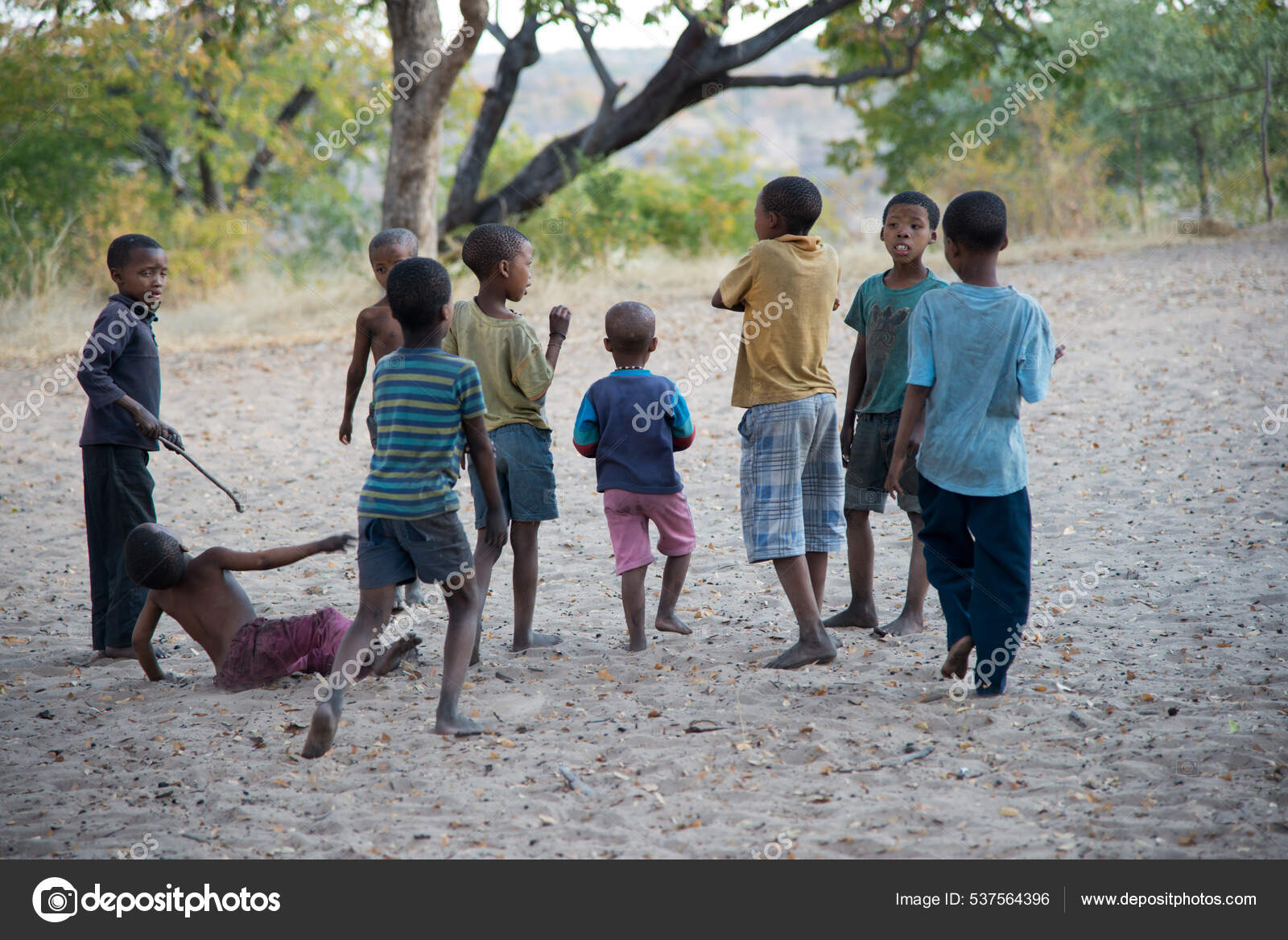 Kalahari Namibia Sep 2016 Kids San People Bushmen Sunny Day — Stock ...