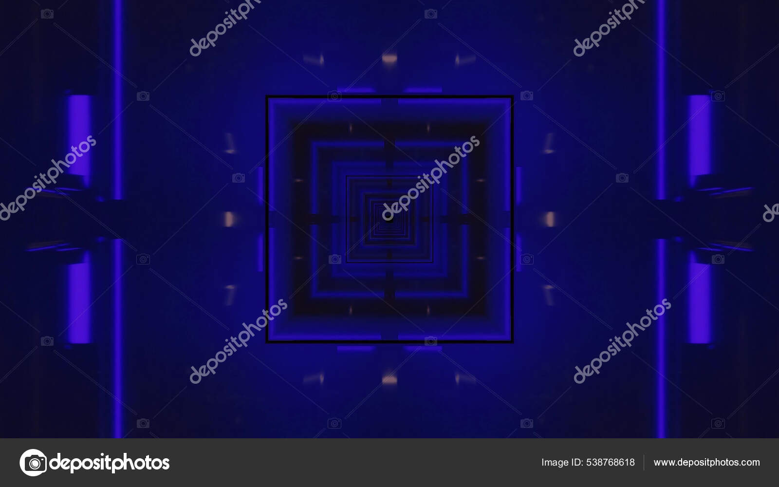 Rendering Abstract Sci Background Geometric Shapes Dark Blue Led Lights ...