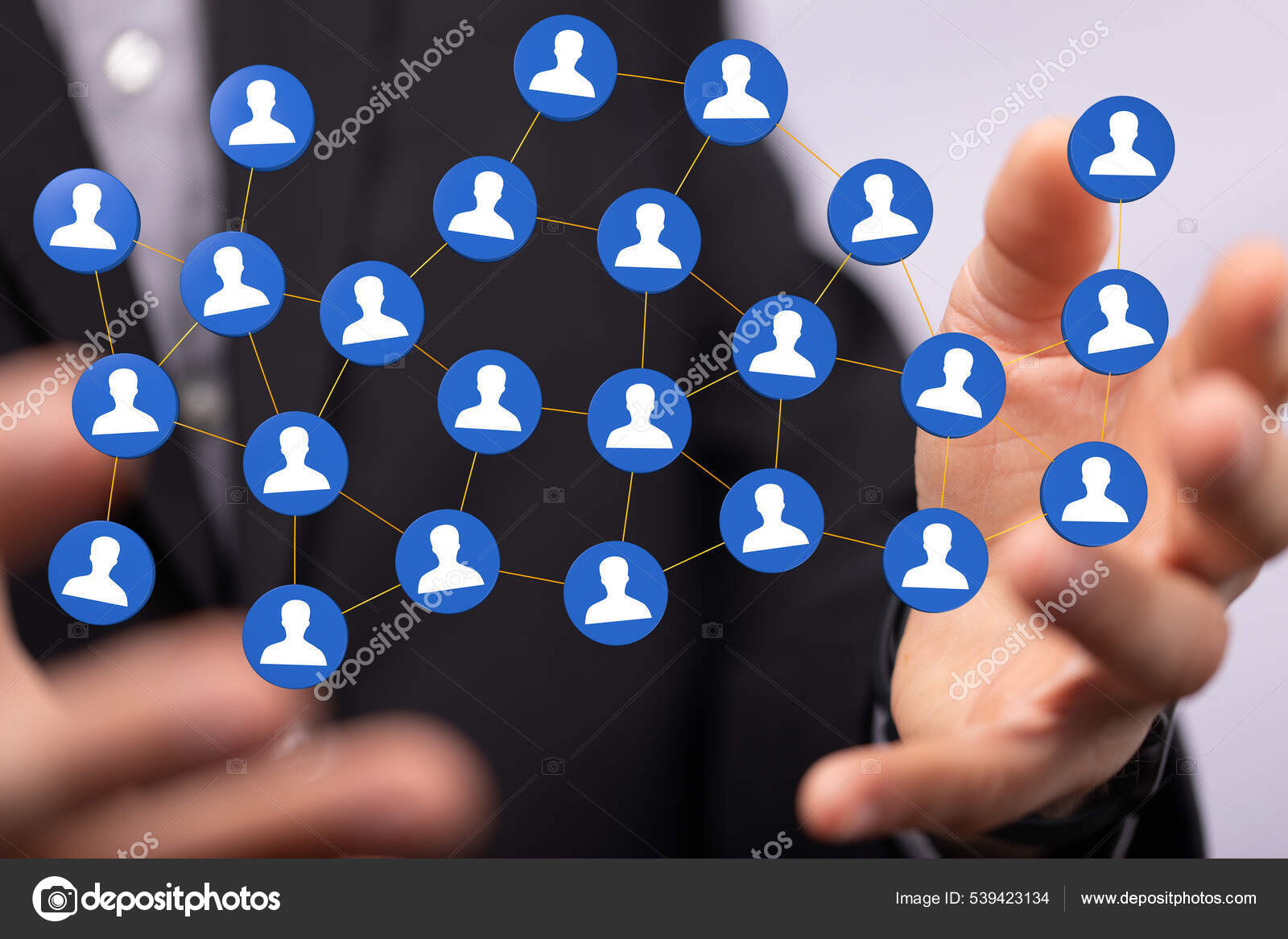 Abstract Shot Male Hands Displaying Contact Icons Connecting Networking ...