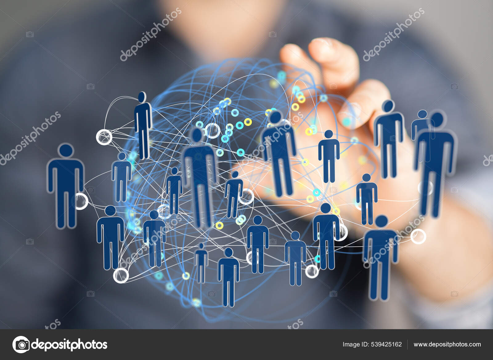 Abstract Shot Male Hands Displaying Contact Icons Connecting Networking ...