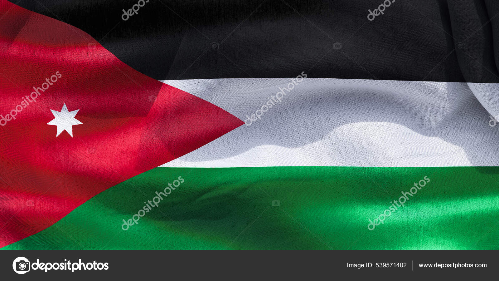 Illustration Realistic Waving Fabric Flag Jordan Background Wallpaper ...