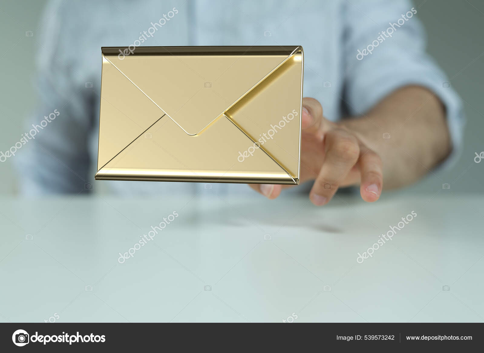 Mail Concept Hand Holding Tablet Message His Head — Stock Photo ...