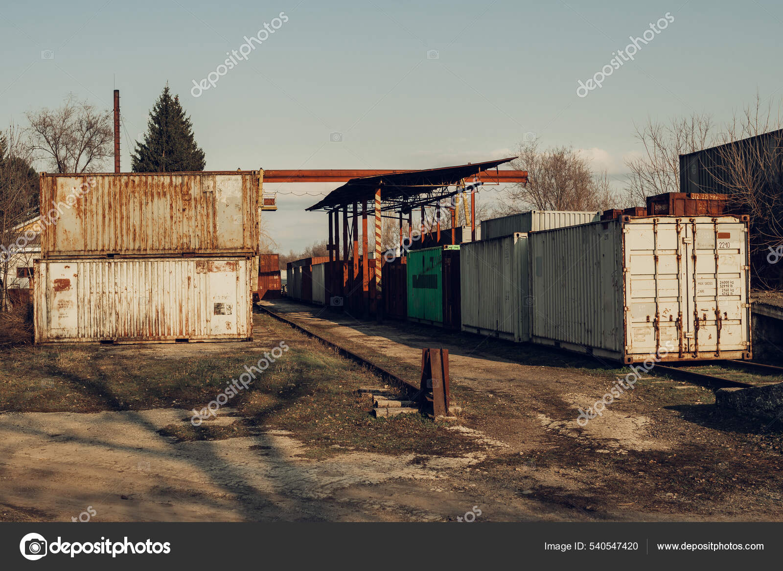 Railroad Freight Containers Port Railroad Cargo Sorting Station Stock ...