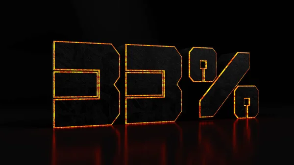 Neon Glowing Numbers Percent Sign Dark Background Illustration — Stock ...