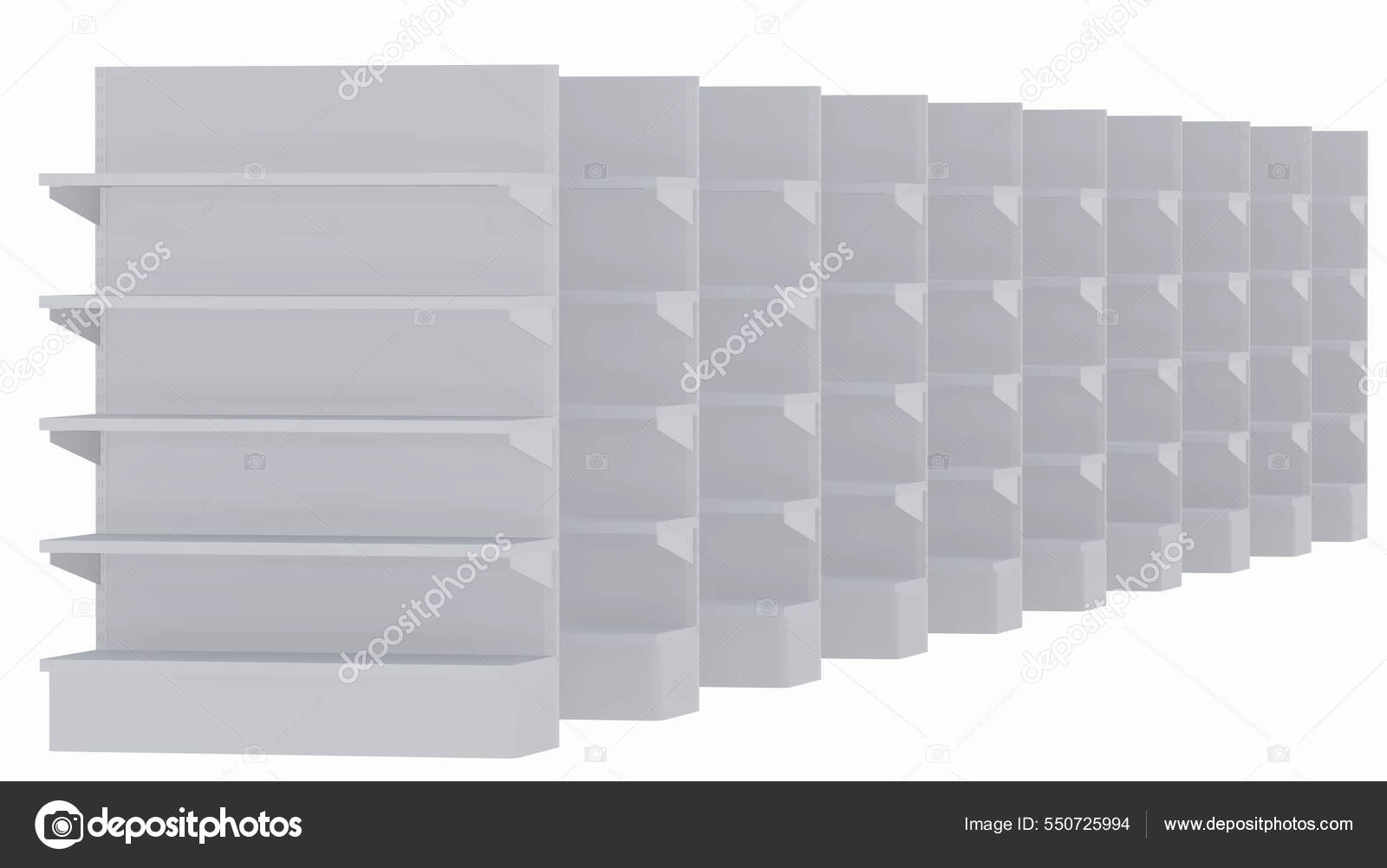 Empty White Shelves Isolated Light Background Rendering — Stock Photo ...