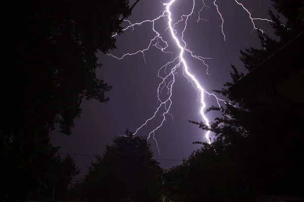 Beautiful Violet Lightning Night Sky — Stock Photo © Wirestock #523286358
