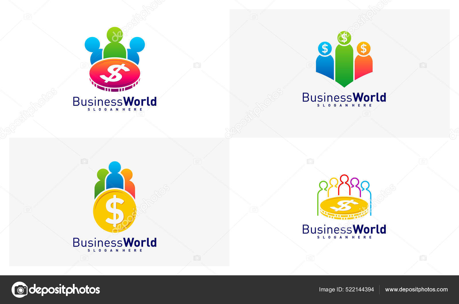 Set Money People Logo Design Vector Colorful Money Logo Design Stock ...