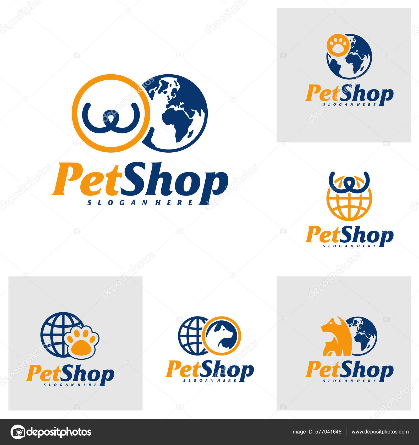 Templat Templat World Pet Logo Design Template Pet Logo Konsep Vektor ...