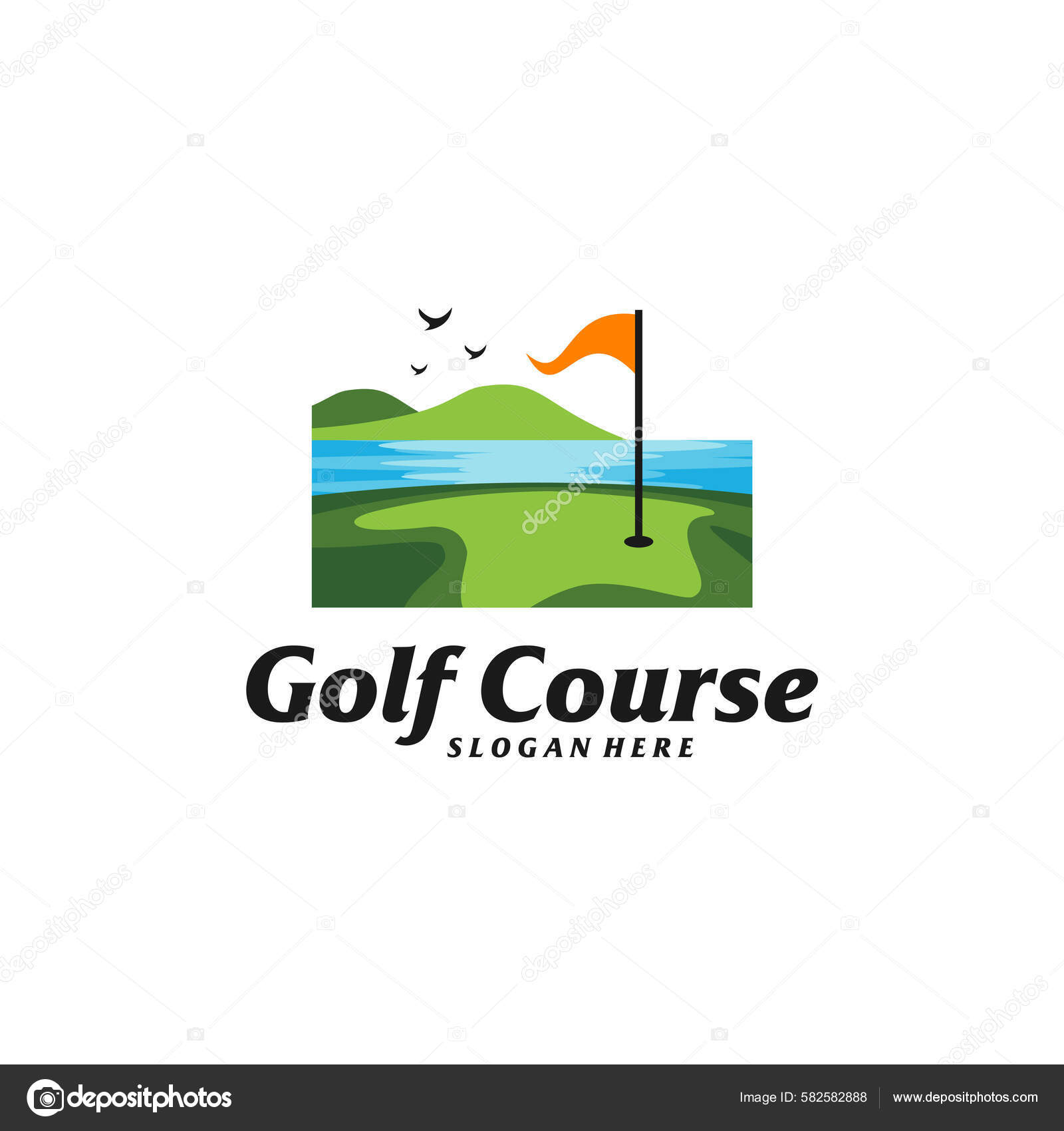 Golf Course Logo Design Template Golf Course Logo Concept Vector Stock ...