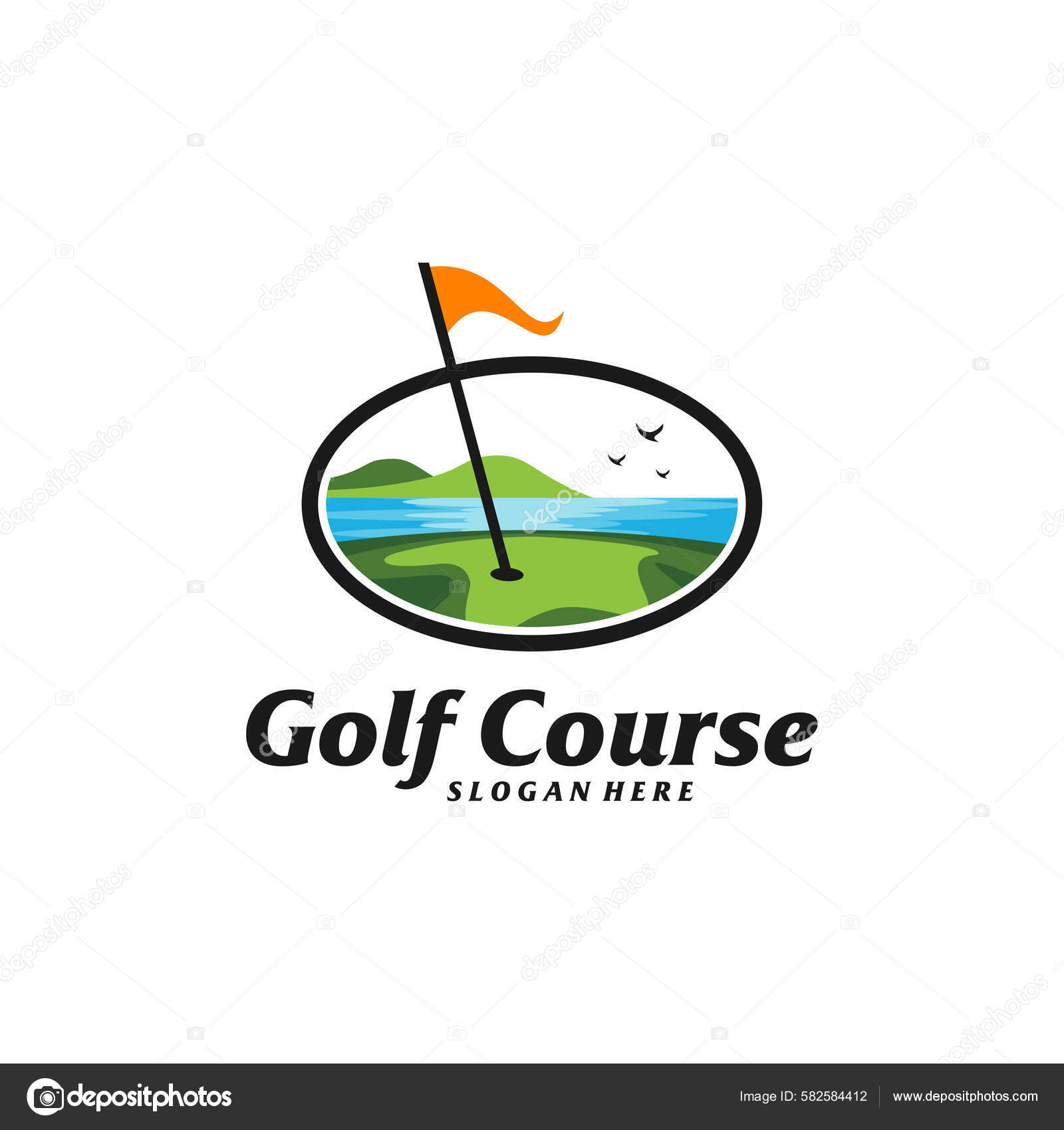 Golf Course Logo Design Template Golf Course Logo Concept Vector Stock ...