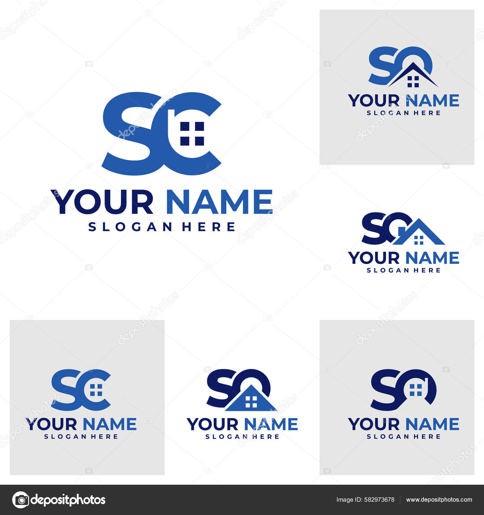 Set Letter House Logo Design Template House Logo Concept Vector Stock ...
