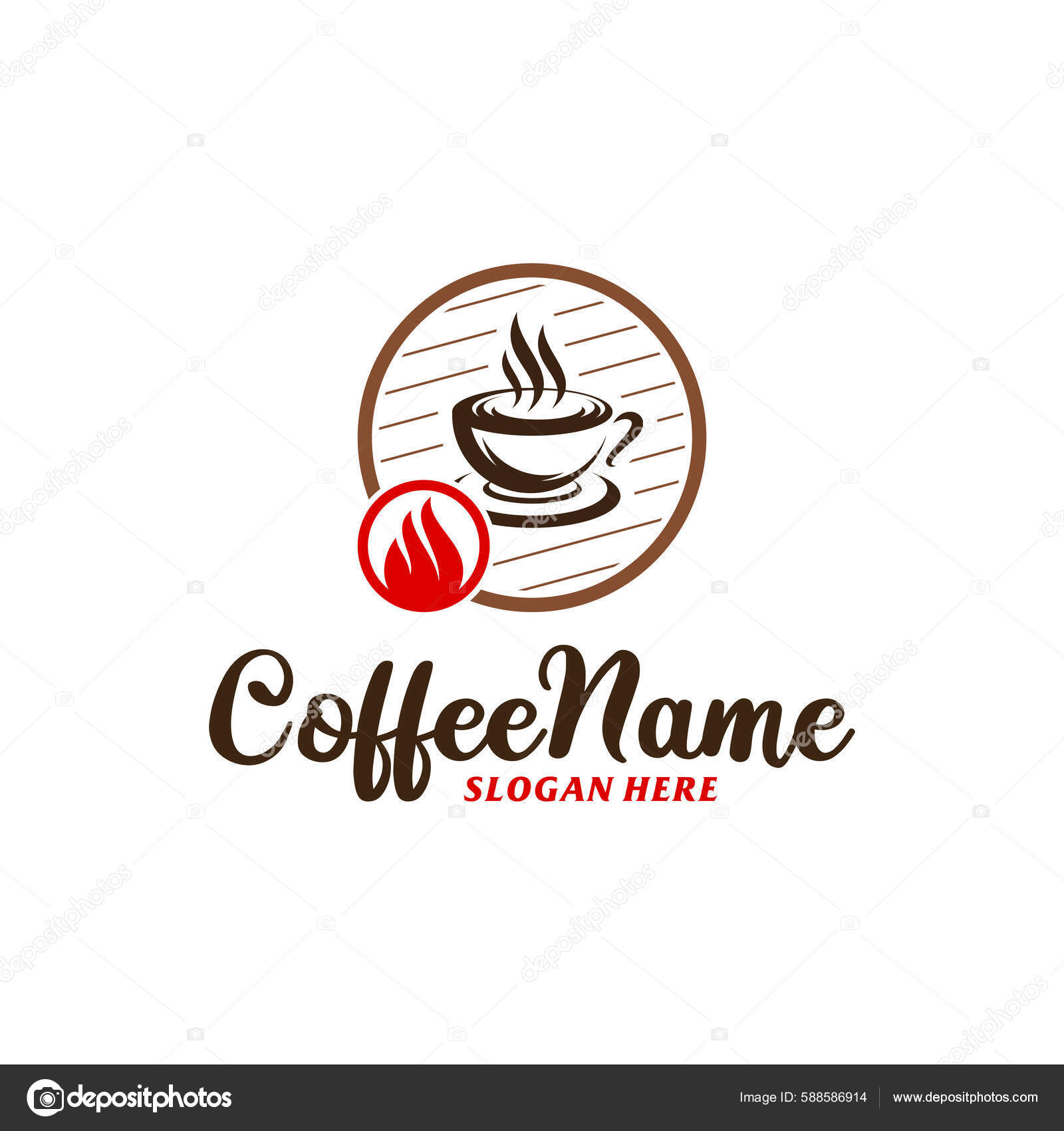 Fire Coffee Logo Design Template Coffee Fire Logo Concept Vector Stock ...