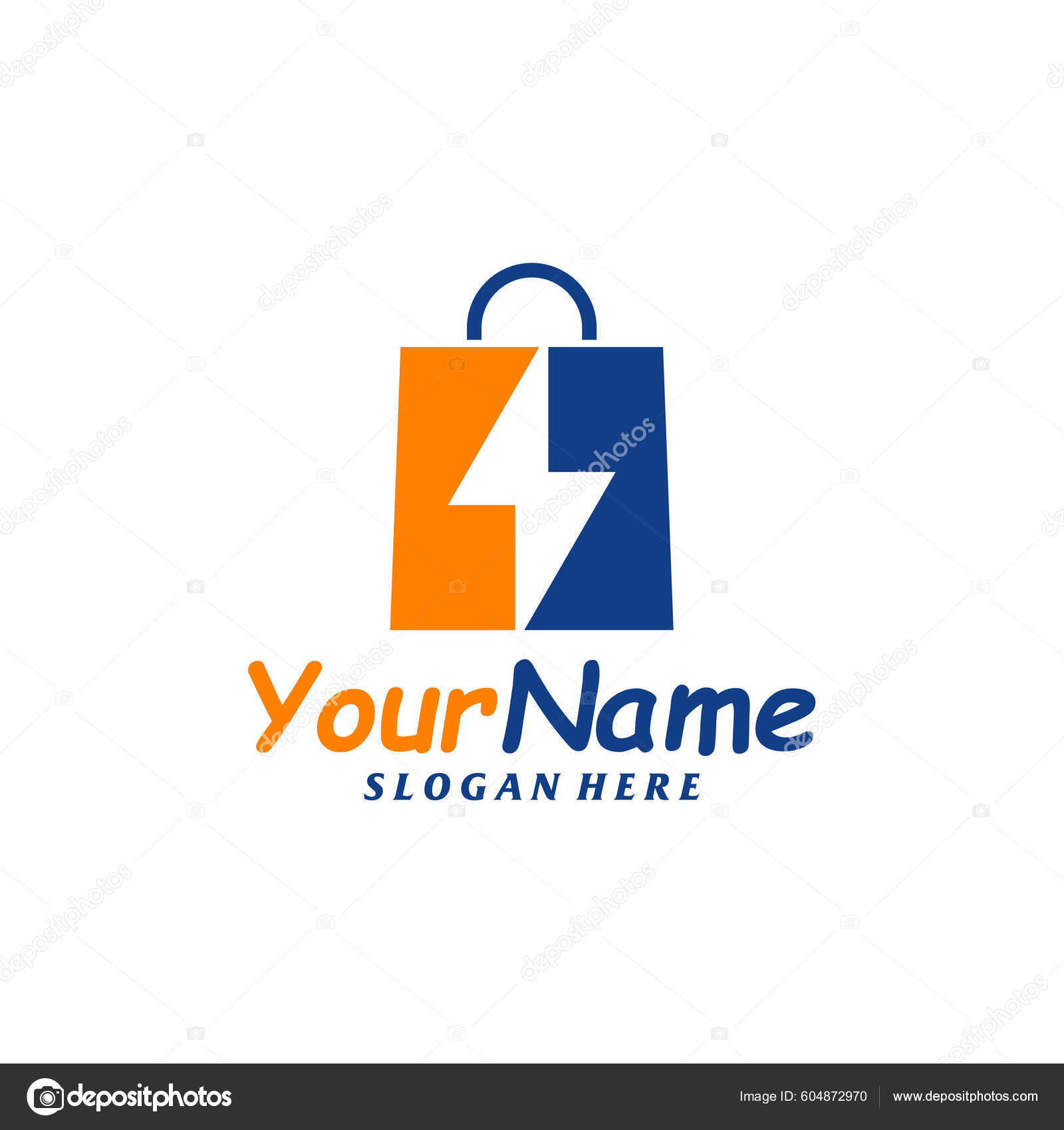 Thunder Shop Logo Design Template Fast Shop Logo Concept Vector Vector ...