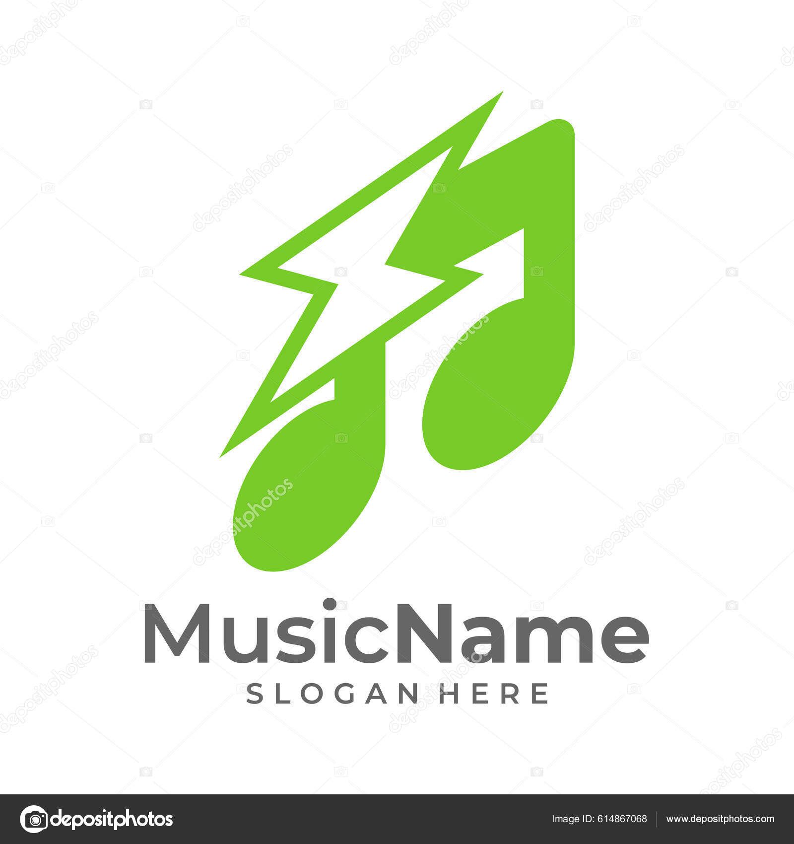 Music Thunder Logo Vector Icon Illustration Thunder Music Logo Design ...